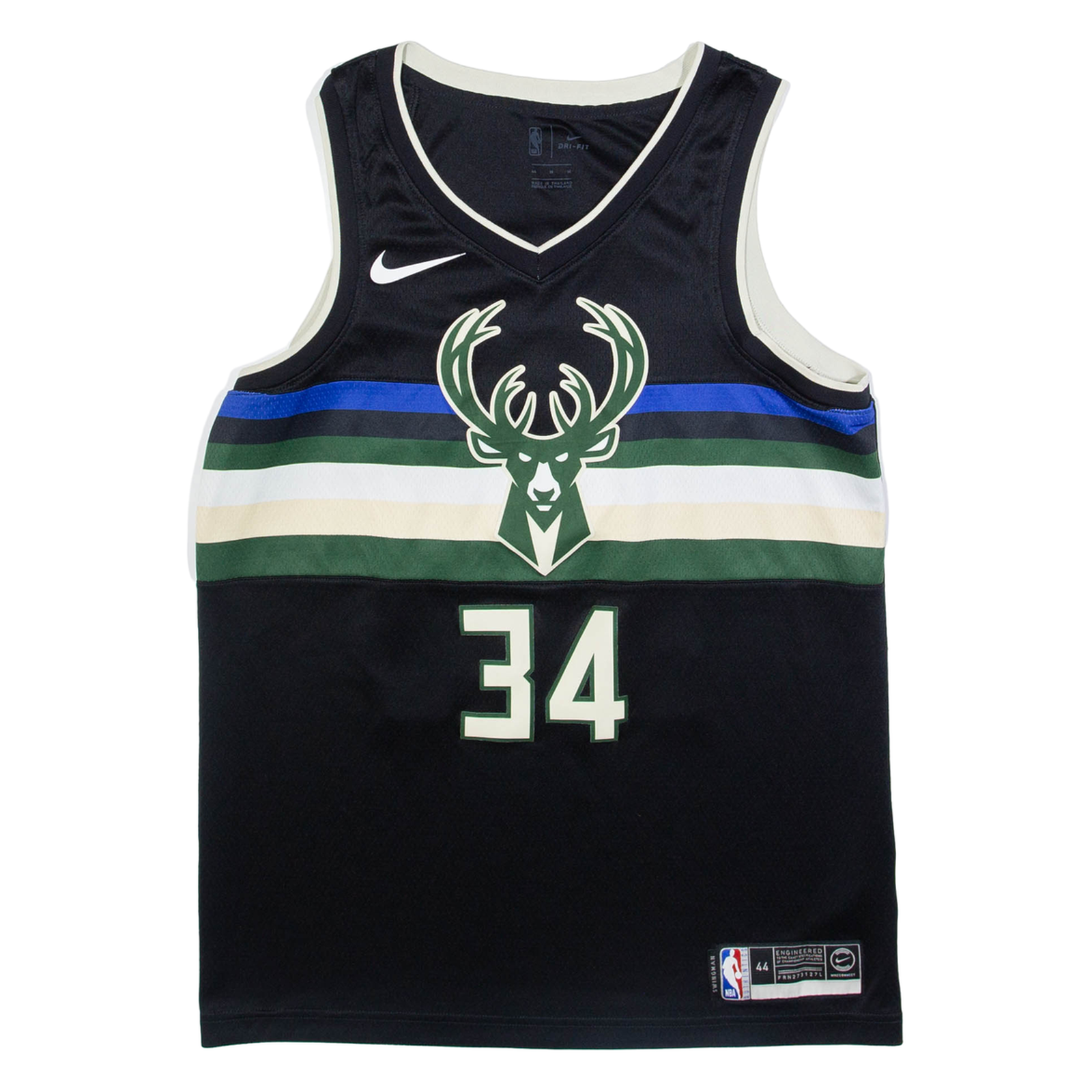NIKE Milwaukee Bucks Antetokounmpo Mens Jersey Black Sleeveless USA V ...
