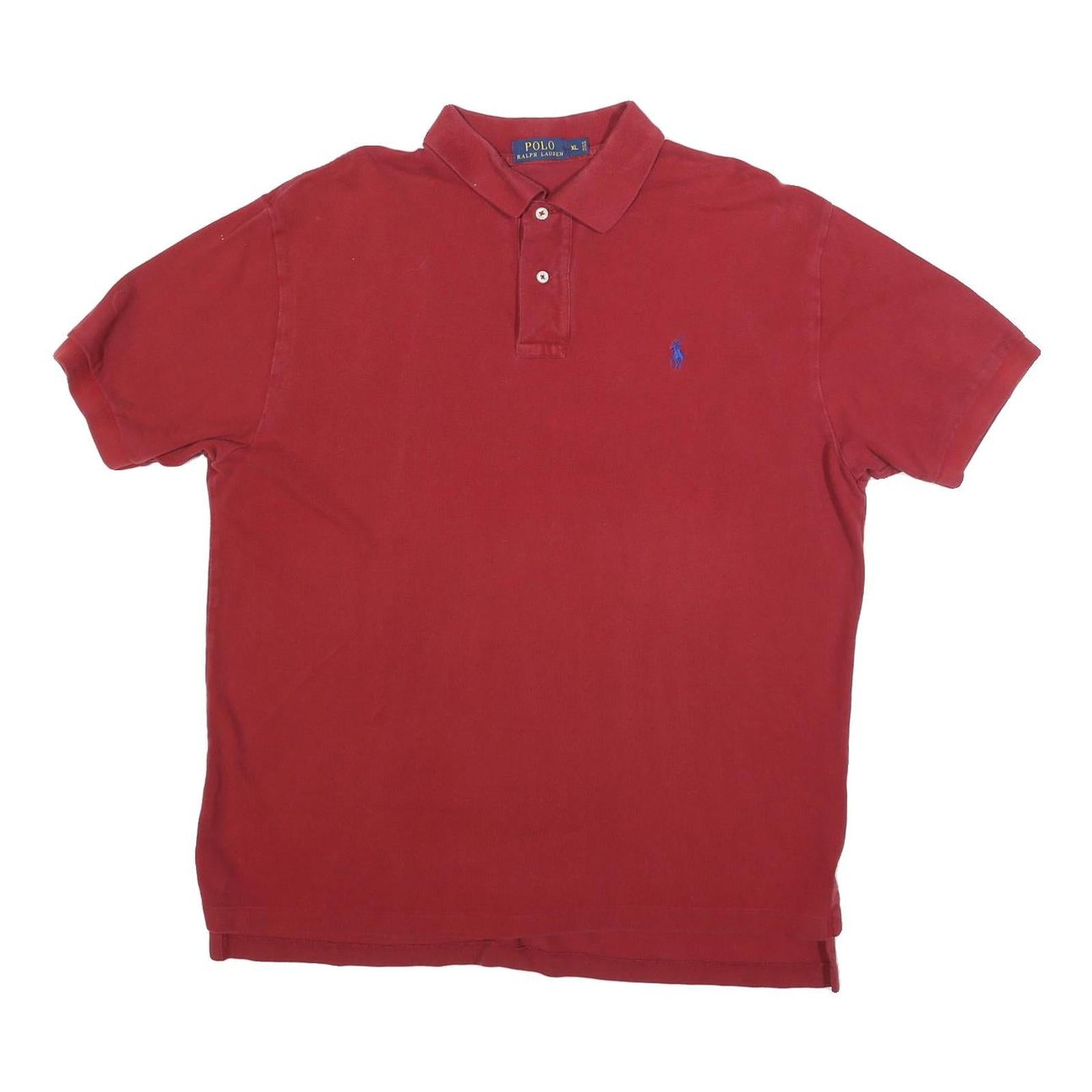 POLO RALPH LAUREN Mens Red Blue Pony Logo Short Sleeve Polo Shirt XL C ...