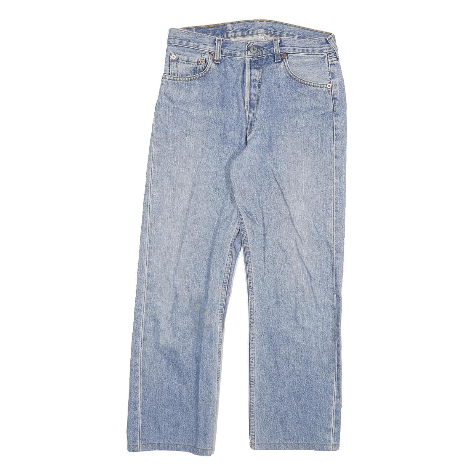 LEVI'S 501 Mens Jeans Blue Regular Straight Denim Light W28 L26 Classi ...