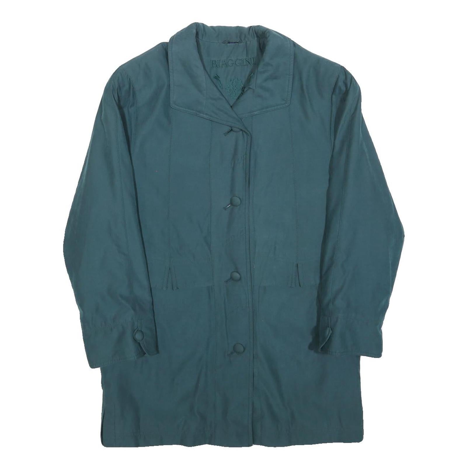 BIAGGINI Womens Teal Button Jacket S Polyester Blend Classic Elegant B ...